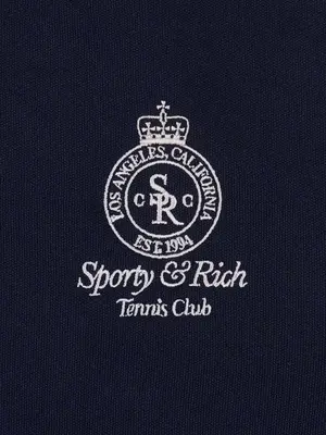 SPORTY  RICH Logo-embroidery Side-stripe Shorts