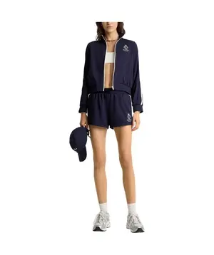SPORTY  RICH Logo-embroidery Side-stripe Shorts