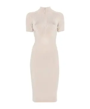 MUGLER Hook-and-eye Ribbed-knit Midi Dress
