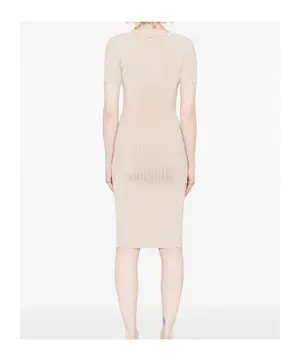 MUGLER Hook-and-eye Ribbed-knit Midi Dress