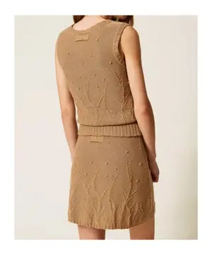 TWINSET Floral Embroidered Knitted Mini Skirt - Nude