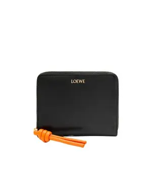 Loewe Knot Compact Zip Wallet In Shiny Nappa Calfskin - Black