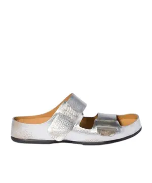 Miu Miu Bleached Leather Open Toe Sandals - Silver