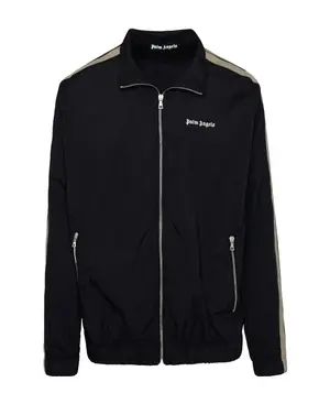 Palm Angels Logo Detailed Zipped Track Jacket - Black