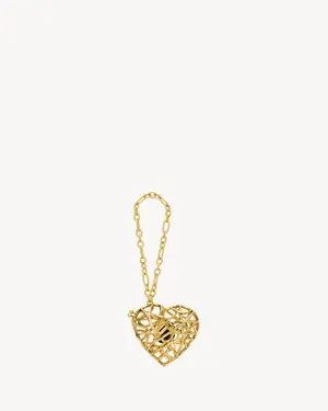 Saint Laurent Evening Heart Minaudière In Metal And Stone - Nude