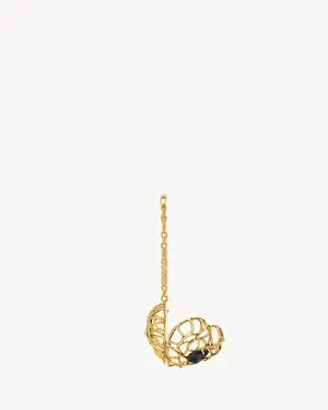 Saint Laurent Evening Heart Minaudière In Metal And Stone - Nude