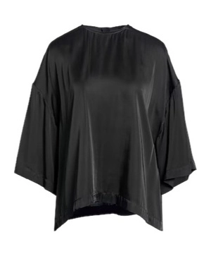Rick Owens Crew Neck Satin Top - Black