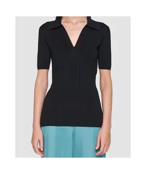 JOSEPH Ribbed Polo-neck Top