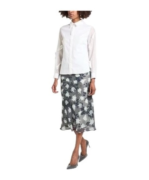 MAXCO. Max&co. Ink Floral Print Chiffon Midi Skirt