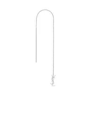 Saint Laurent Cassandre Drop Earring In 18k Grey Gold And Diamonds - White
