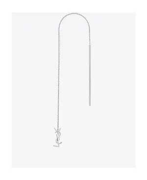 Saint Laurent Cassandre Drop Earring In 18k Grey Gold And Diamonds