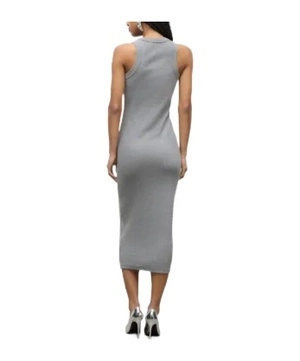 AREA Crystal-embellished Ribbed Midi Dress