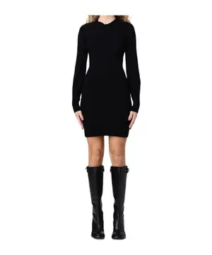 TWINSET Long-sleeved Ribbed Dress - Black