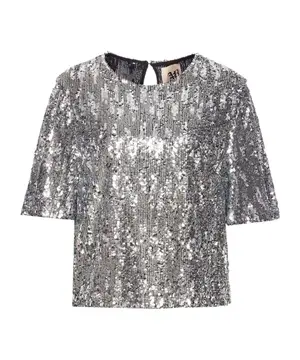 ANIYE BY Sequin Embellished Short-sleeve Top - Gray