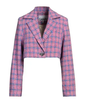 GANNI Plaid Single-breasted Blazer