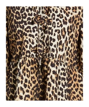 GANNI Leopard Print Peplum Shirt - Multicolor