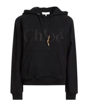 Chloé Letter Print Hooded Sweatshirt - Black