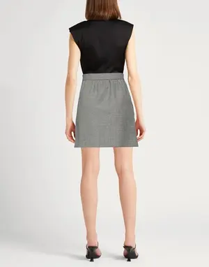 Max Mara Houndstooth Flannel Flared Skirt