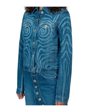 JEAN PAUL GAULTIER Swirl-pattern Denim Jacket - Blue