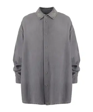 DARKPARK Gathered-sleeve Denim Shirt - Gray