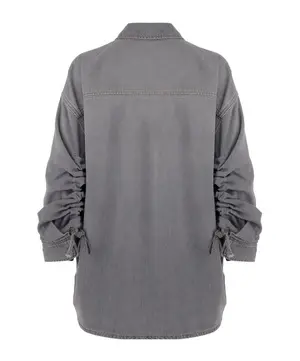 DARKPARK Gathered-sleeve Denim Shirt - Gray