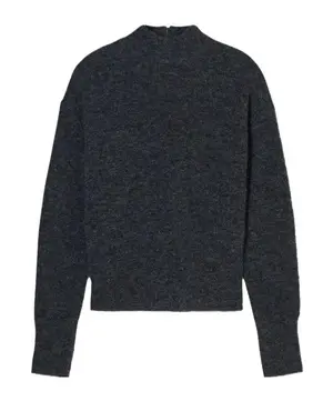 Closed Mock-neck Long-sleeve Sweater - Black