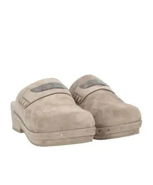 Brunello Cucinelli Minimalist Block-heel Mules