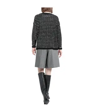 Max Mara Crew-neck Knit Sweater With Silver Trim