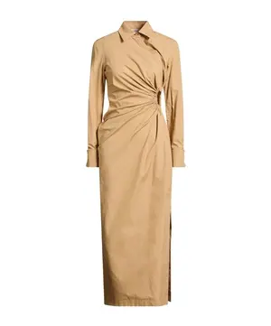Max Mara Plain Gathered Cutout Shirt Dress - Nude