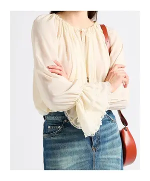 Chloé Bohemian-style Long-sleeve Shirt With Appliqués And Lace Trims