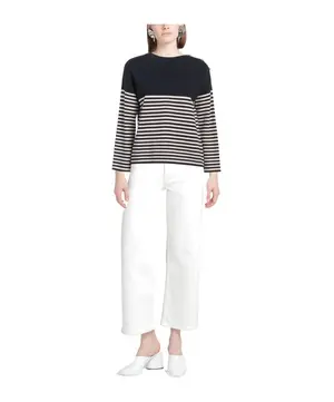 Max Mara Striped Knit Top With Button Detail
