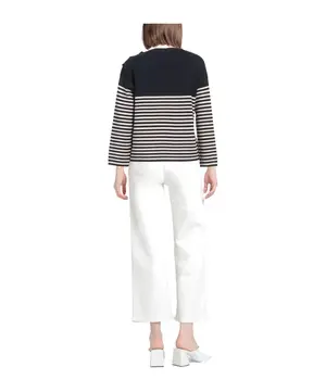 Max Mara Striped Knit Top With Button Detail