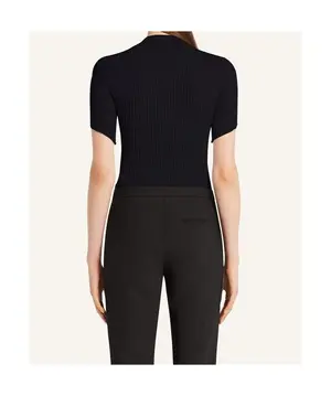 COURREGES Ribbed High-neck Short-sleeve T-shirt - Black