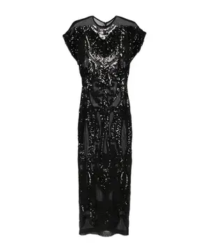 Norma Kamali Sequin-embellished Cap-sleeve Midi Dress