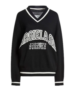 MAISON MARGIELA Two-tone Lightweight Knit Sweater - Black