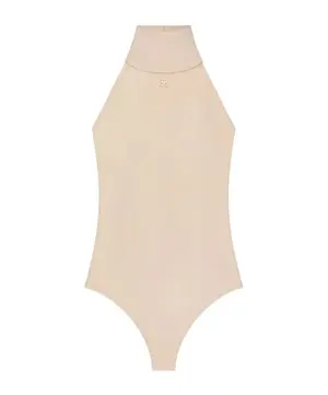 COURREGES Halter-neck Jersey Bodysuit With High Collar And Logo Detail