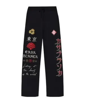 Casablanca Embroidered Drawstring Trousers - Black