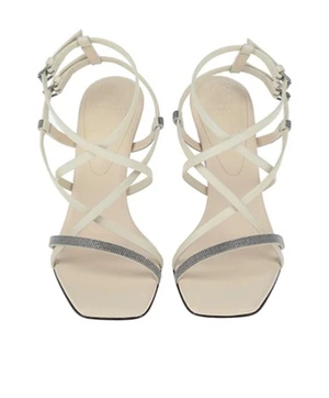 Brunello Cucinelli Solid Color Square Heel Sandals