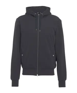 Herno Ribbed Panelled Zip-front Hoodie - Black