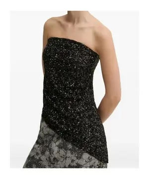 ANIYE BY Sequin Embellished Asymmetrical Strapless Top