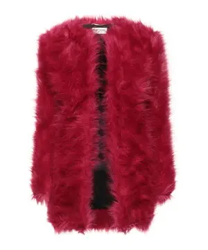 Saint Laurent Minimalist Fleece Coat - Red