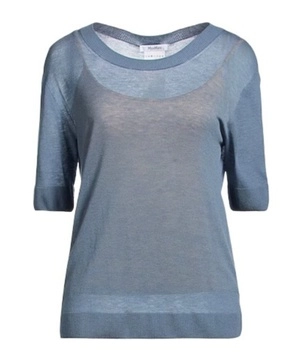 Max Mara Minimalist Wool Knit Short Sleeve Top - Gray