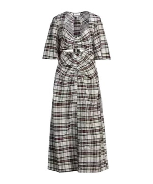 GANNI Plaid Short-sleeve Dress - Gray
