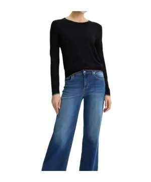 Liu Jo Long-sleeved Knitted Top With Lurex Inserts - Black
