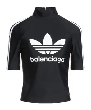 Balenciaga Balenciaga High-Neck Short-Sleeve Top With Graphic Print Black