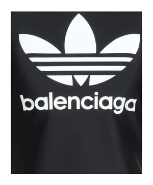 Balenciaga High-neck Short-sleeve Top With Graphic Print - Black
