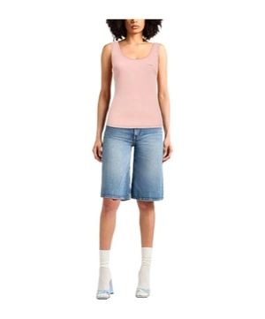 Chloé Ribbed Jersey Scoop Neck Sleeveless Top With Appliqué Logo - Pink