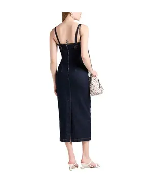 Max Mara Slim-fit Denim Midi Dress With Zipper And Back Slit