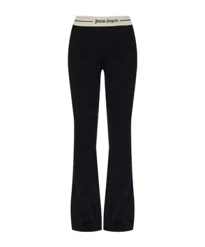 Palm Angels Logo-waistband Flared Trousers - Black