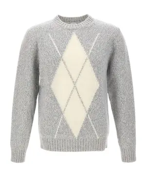 Eleventy Geometric Pattern Wool Sweater - Grey